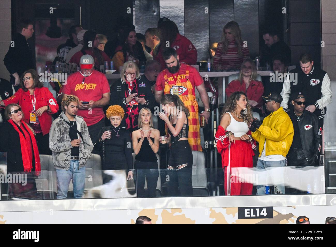 Las Vegas, USA. 11th Feb, 2024. Ice Spice, Brittany Mahomes, Jason ...