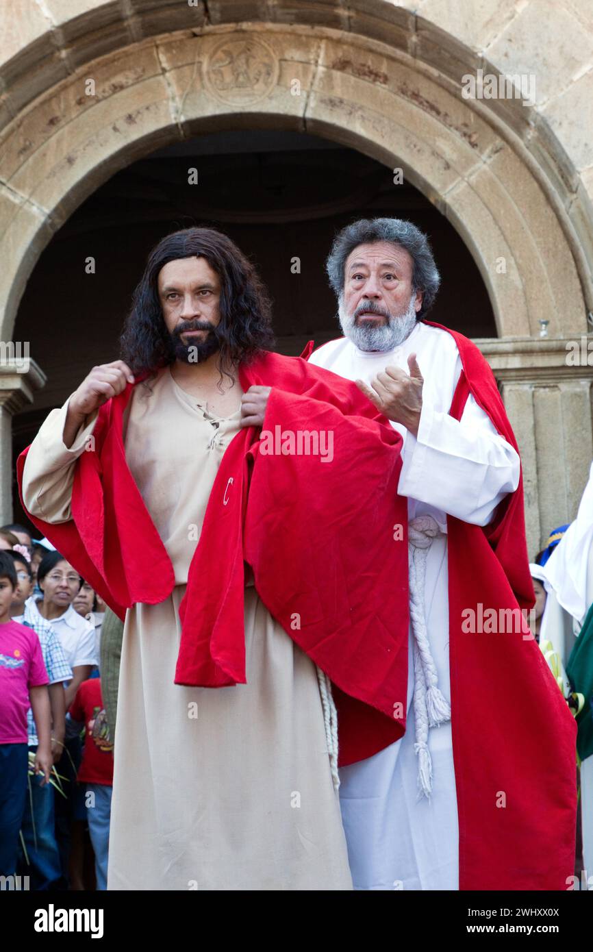 Peter puts a Cloak on Jesus. Palm Sunday Re-enactment of events in the ...