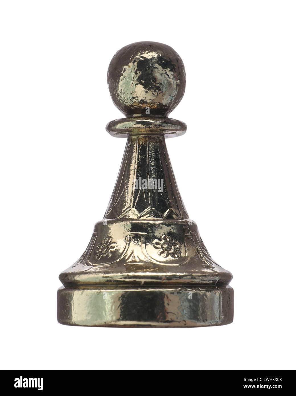 One golden chess pawn isolated on white Stock Photo - Alamy