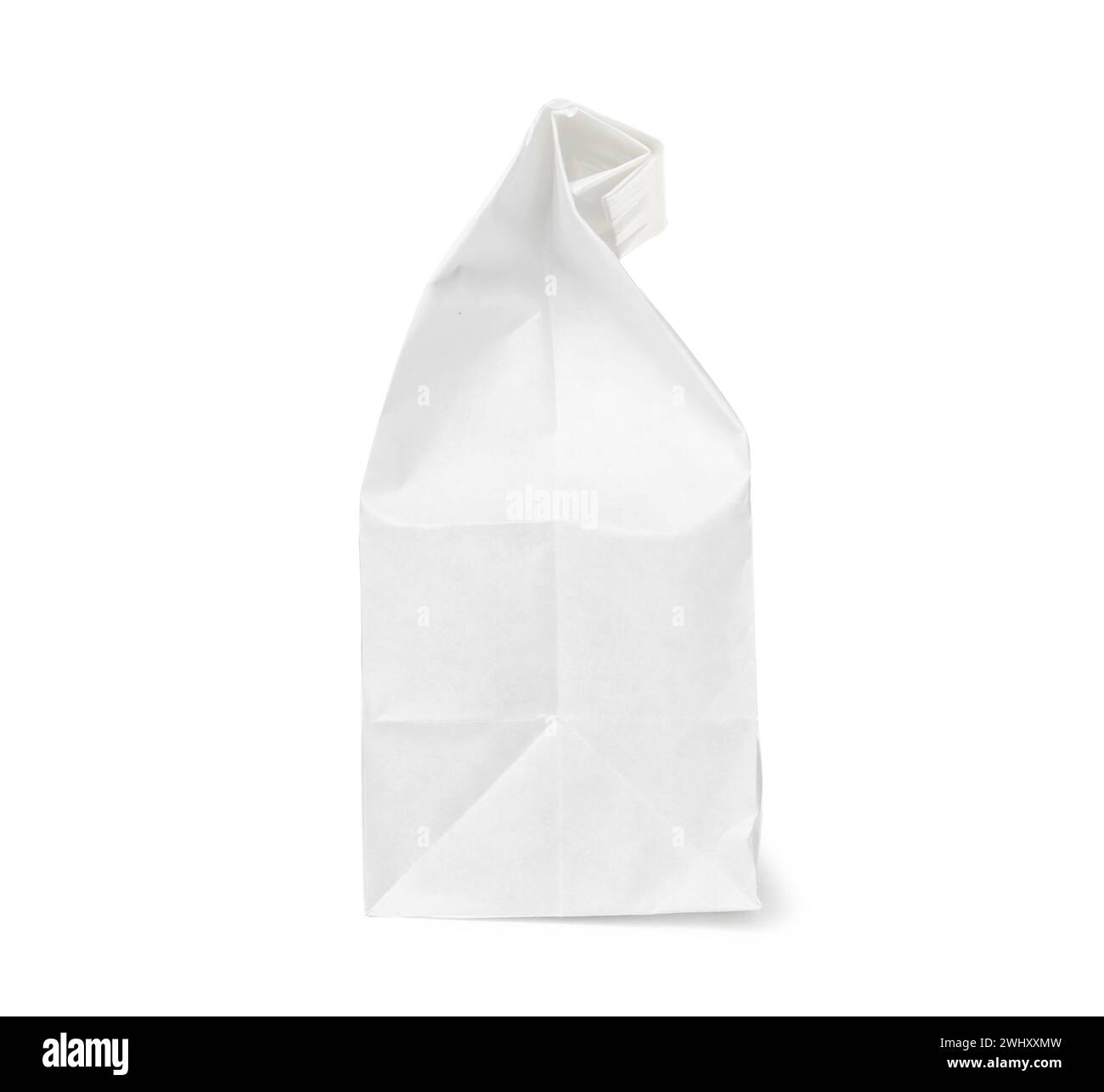 One closed paper bag isolated on white Stock Photo - Alamy