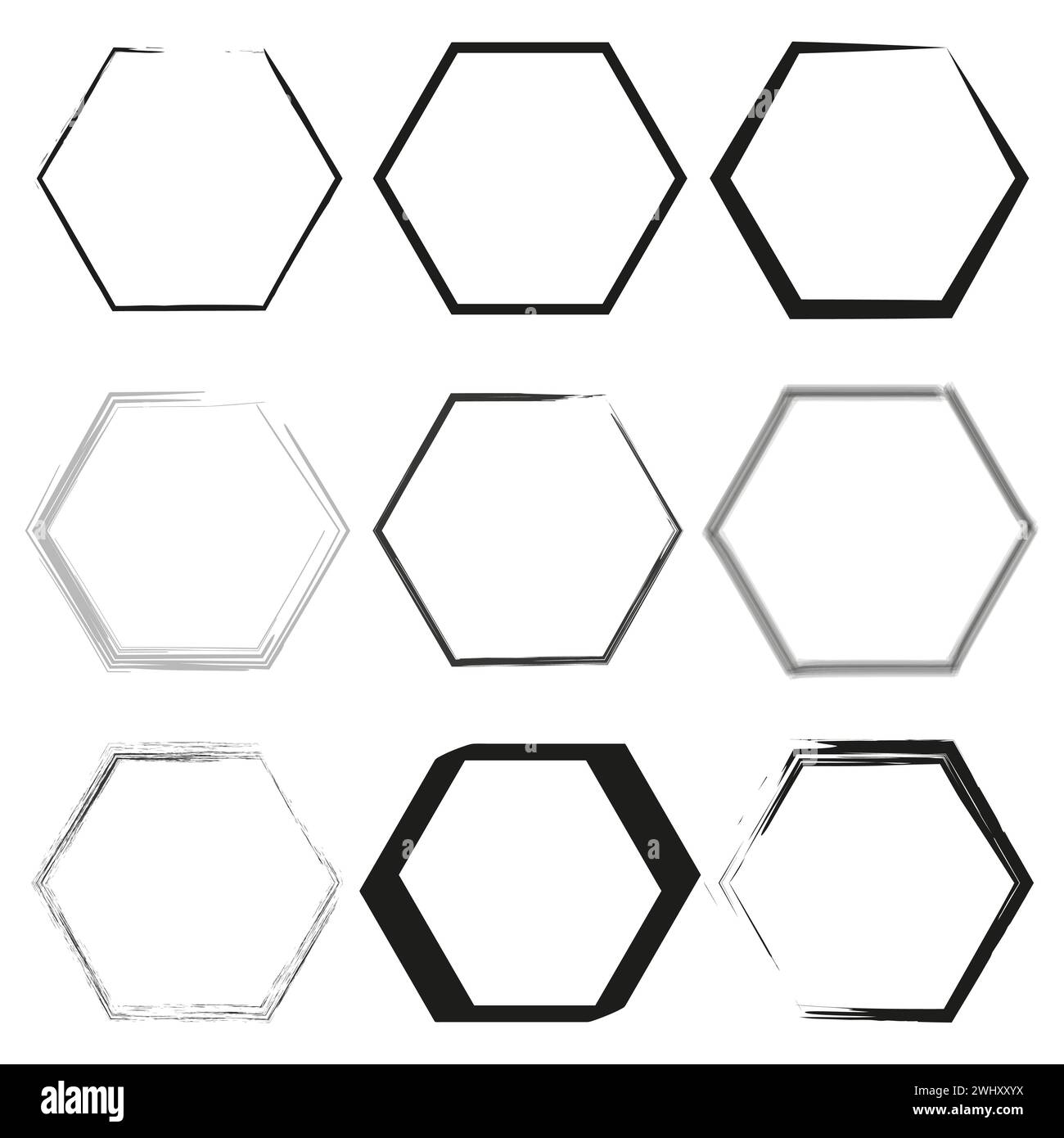 Collection of painted hexagon. Vector illustration. EPS 10 Stock Vector ...
