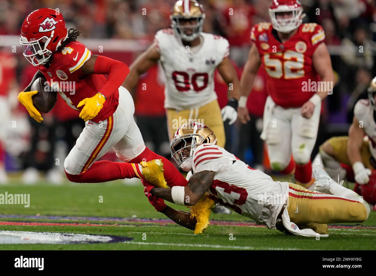 Kansas City Chiefs wide receiver Rashee Rice (4) runs against San ...