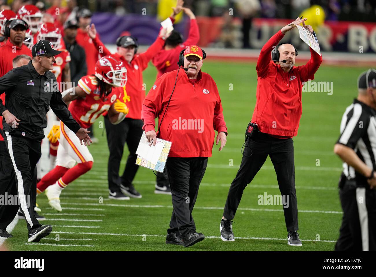 Kansas City Chiefs head coach Andy Reid walks on the field after a play ...