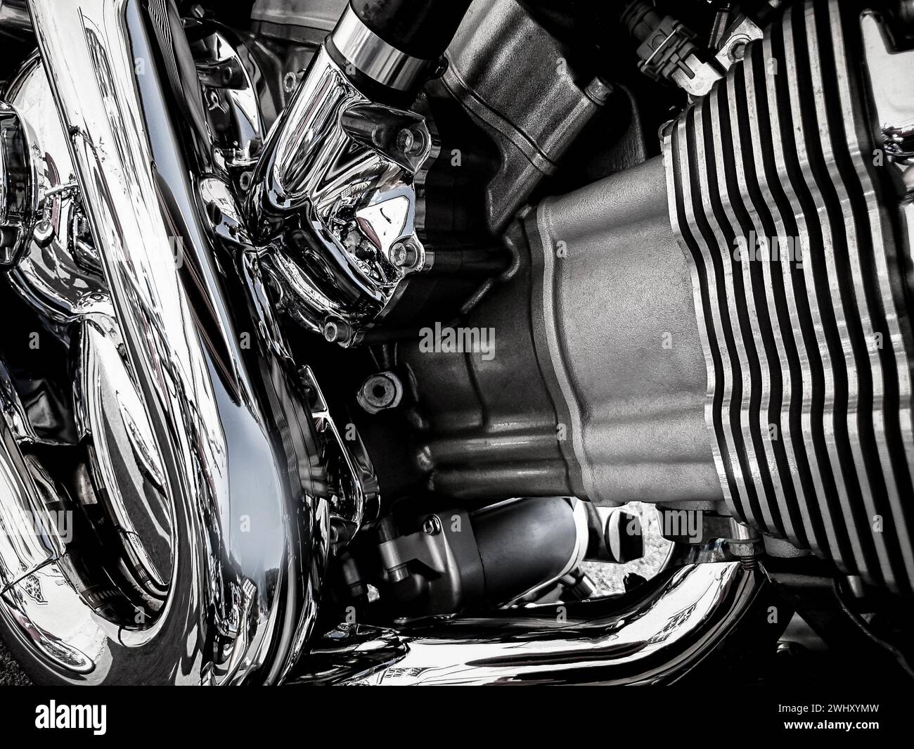 Motorcycle engine closeup as background, horizontal Stock Photo - Alamy
