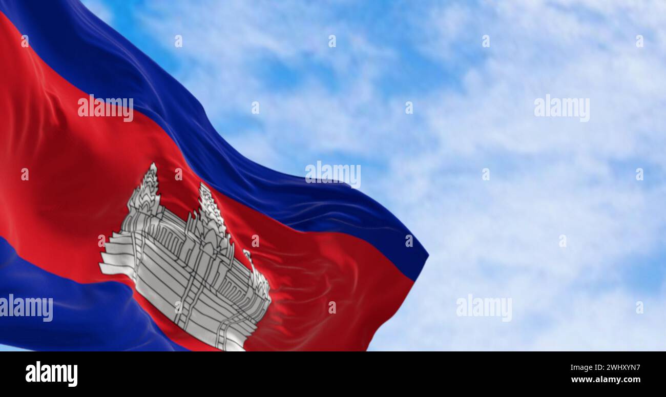 Close-up of Cambodia national flag waving Stock Photo - Alamy