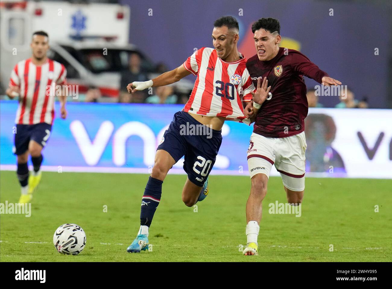 Paraguay's Marcelo Fernández, left, and Venezuela's Bryant Ortega fight ...
