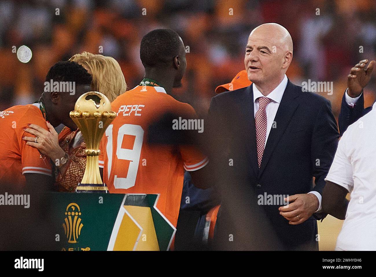 AFACON FINAL, ABIDJAN, IVORY COAST, FRIDAY, FEBRUARY 11, 2024. Ivorian Players Receiving Their ...