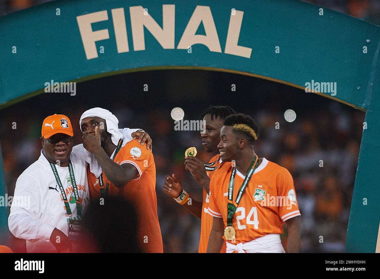 AFACON FINAL, ABIDJAN, IVORY COAST, FRIDAY, FEBRUARY 11, 2024. Ivorian Players Receiving Their ...