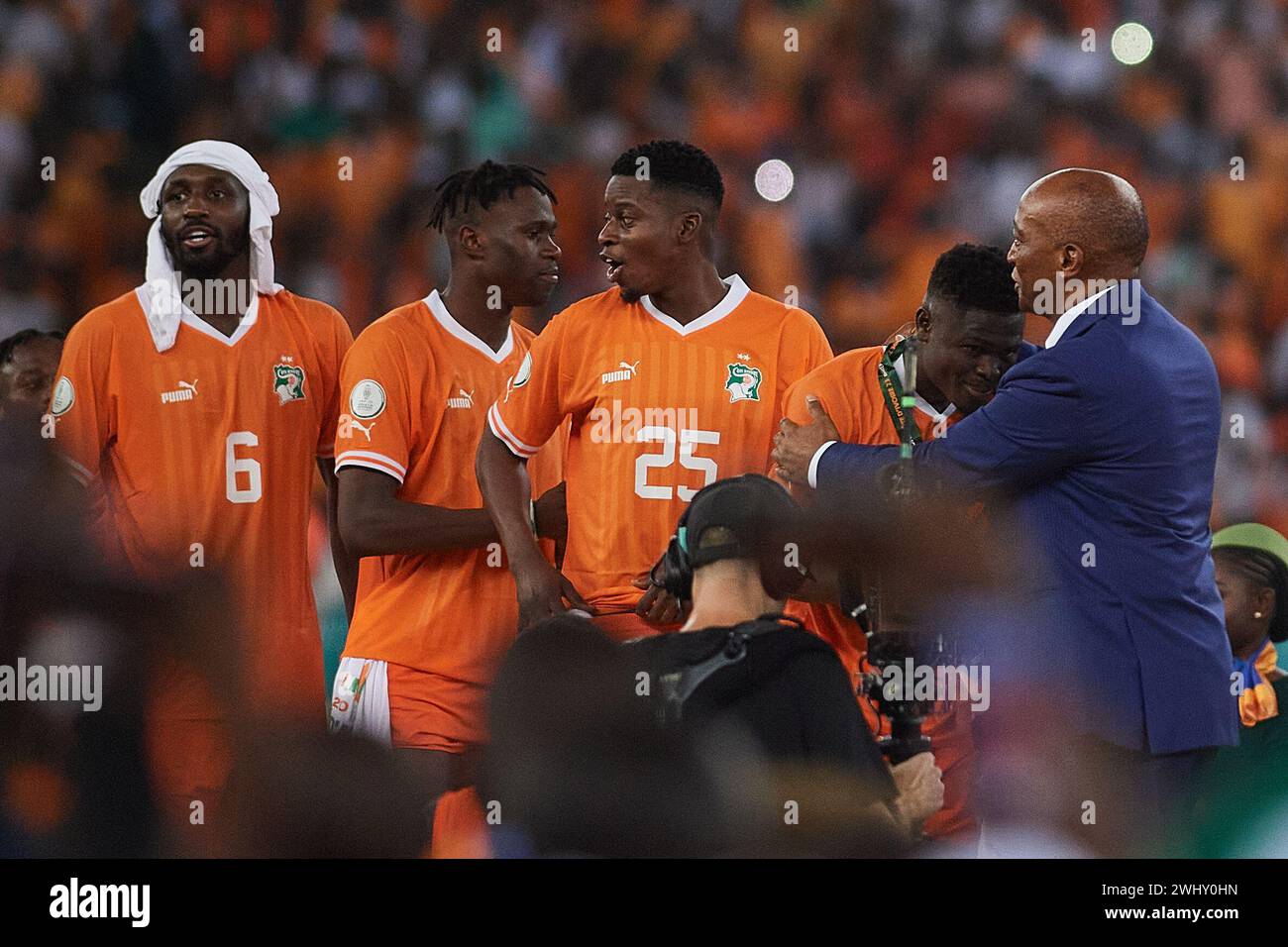 AFACON FINAL, ABIDJAN, IVORY COAST, FRIDAY, FEBRUARY 11, 2024. Ivorian Players Receiving Their ...
