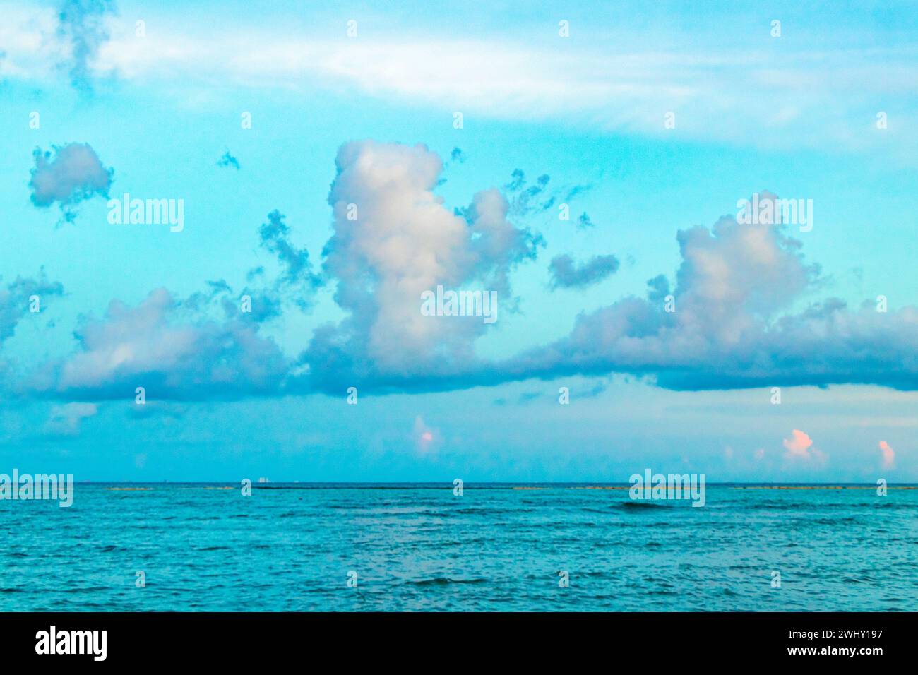 Awesome amazing and colorful sunset sunrise at the tropical mexican ...