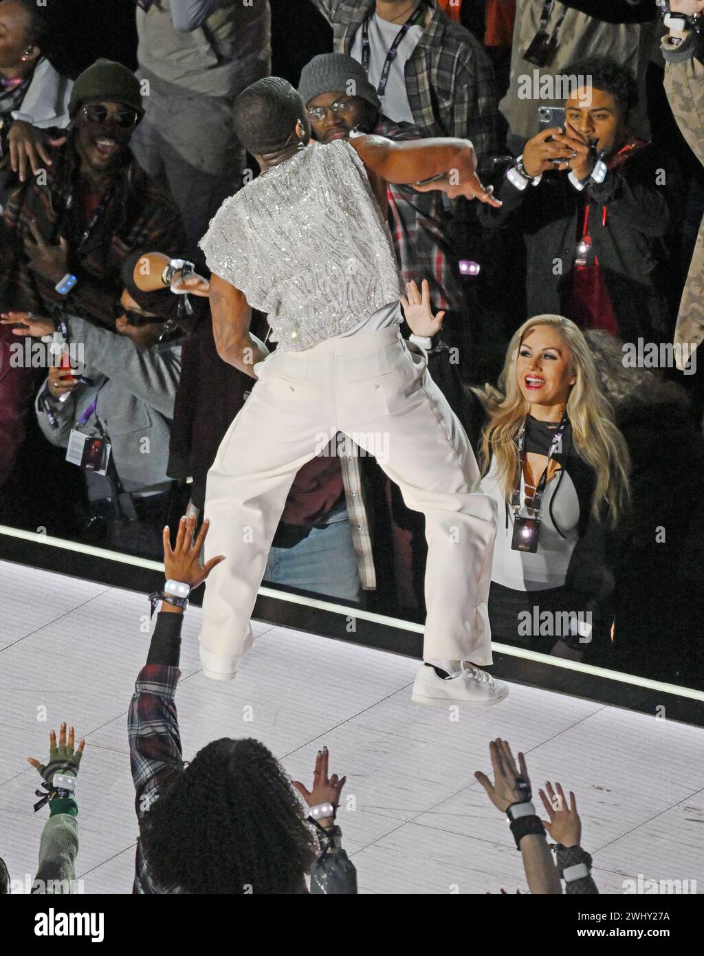 Las Vegas, United States. 11th Feb, 2024. Usher performs during the ...