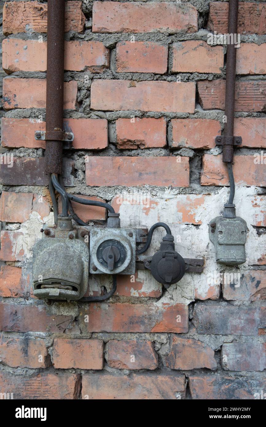 Old DDR electrical installation power socket made of metal Stock Photo ...