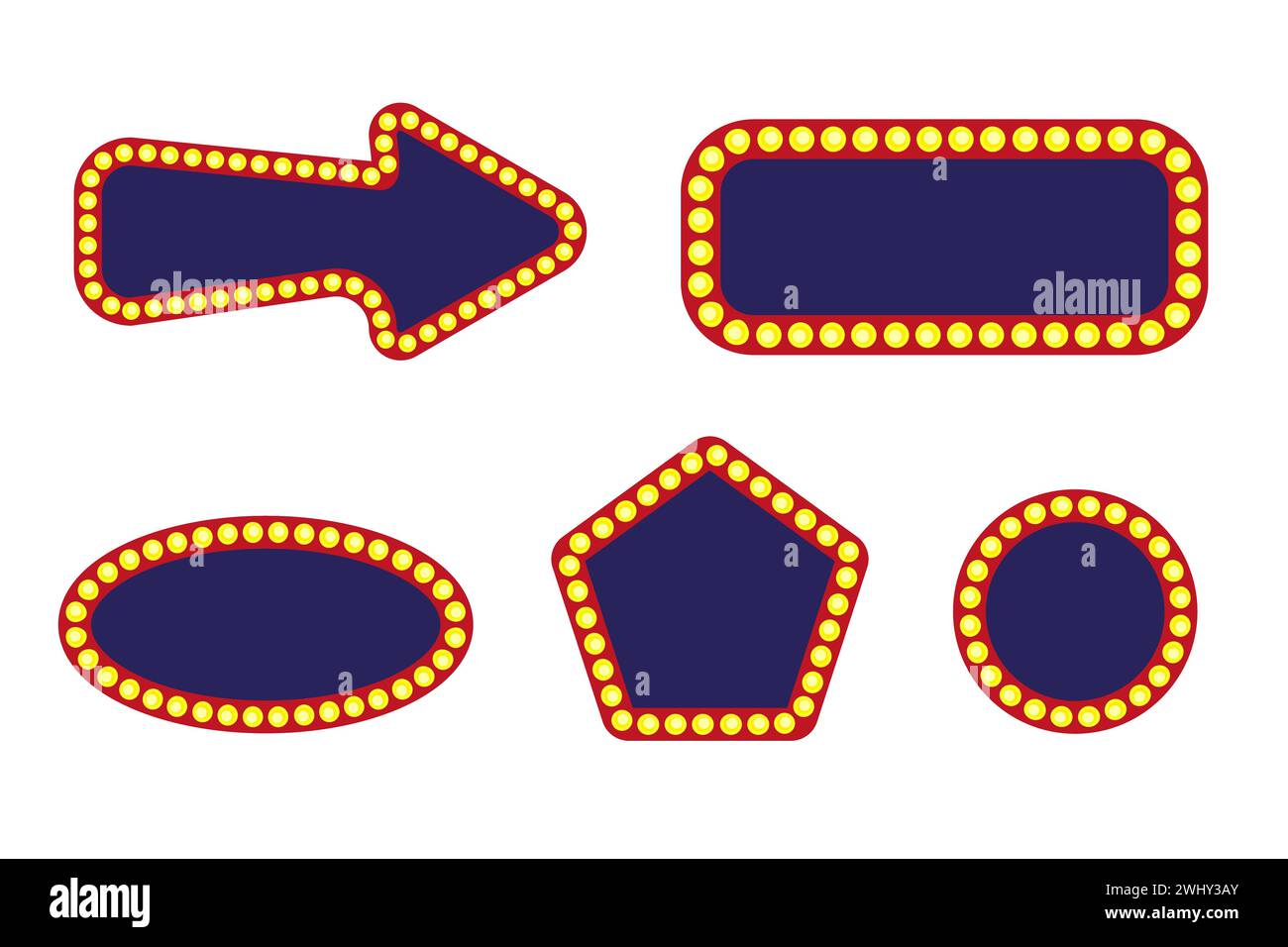 Set different shape retro bulb frame. Banner space for advertisement ...