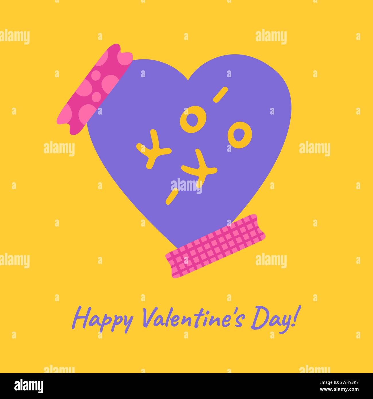 Valentines day sticker cartoon greeting card. Valentine invitation ...