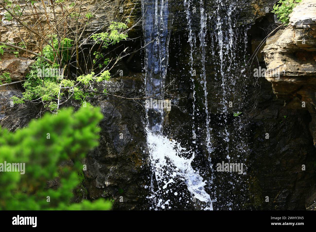 Mountain spring cascade Stock Photo - Alamy