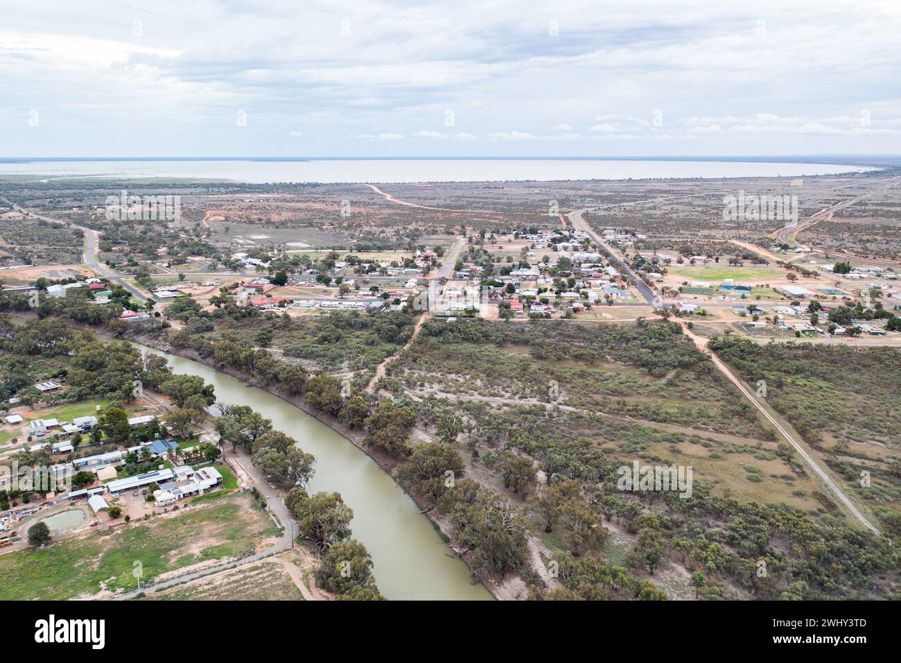 Menindee, Australia. 26th Jan, 2024. An aerial view of Menindee, the ...