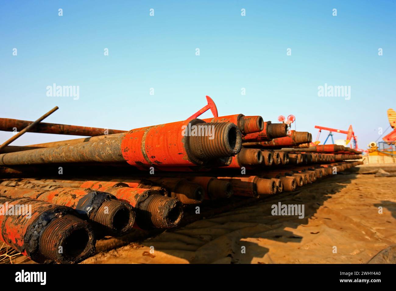 Oil drill pipe Stock Photo - Alamy
