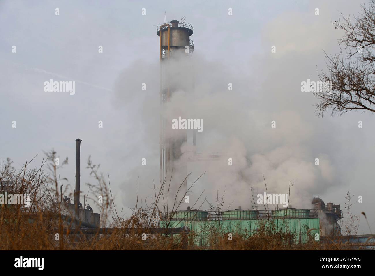 Steel mills Smoke and powder dust pollution in large industrial ...