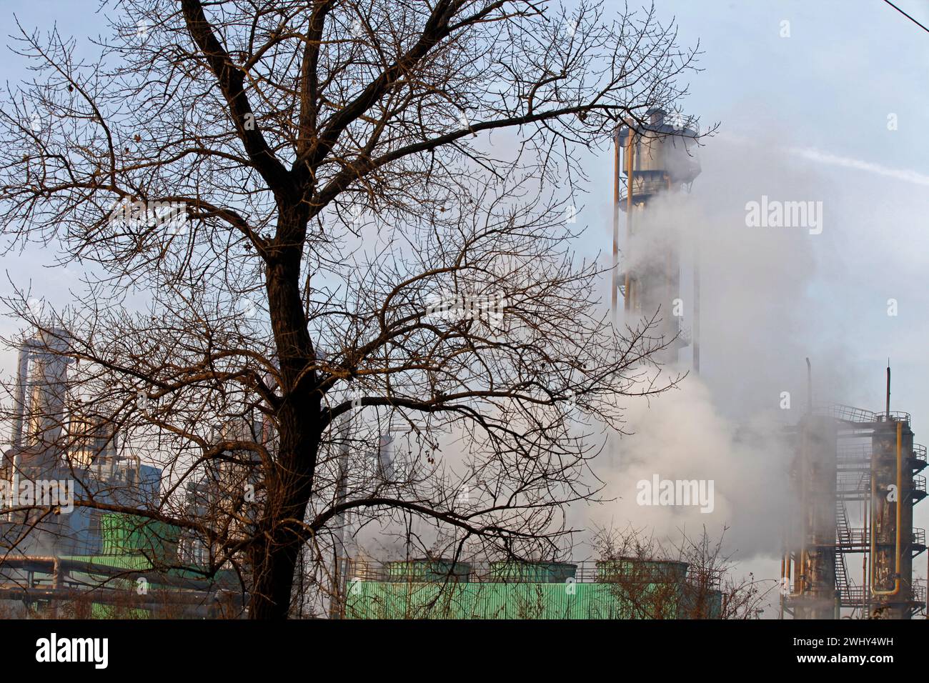Steel mills Smoke and powder dust pollution in large industrial ...