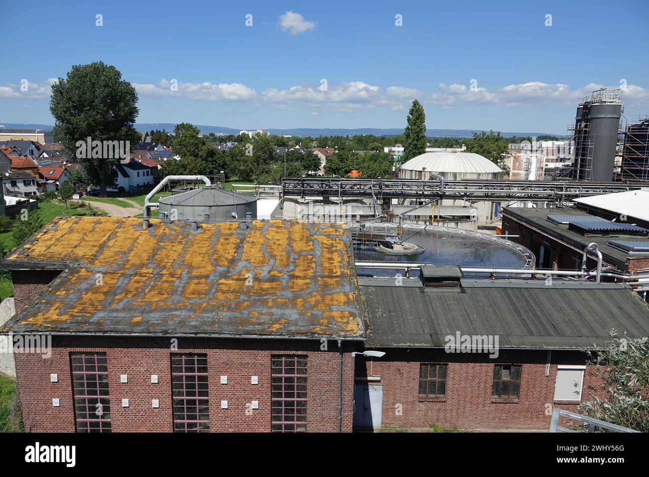 View from the observation tower at the Mainhafen in Mainz-Kostheim ...