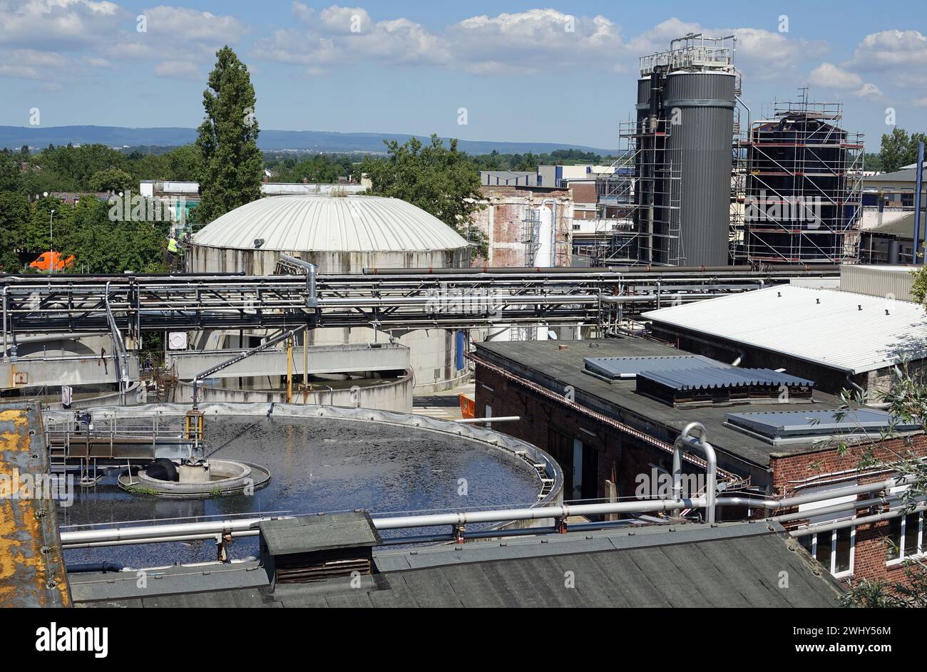 View from the observation tower at the Mainhafen in Mainz-Kostheim ...