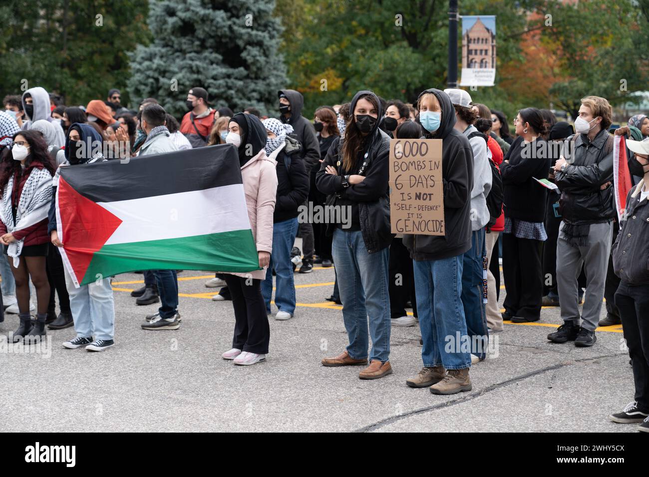 Toronto, Canada - 18 October 2023: As leaves fall, voices rise. Toronto ...