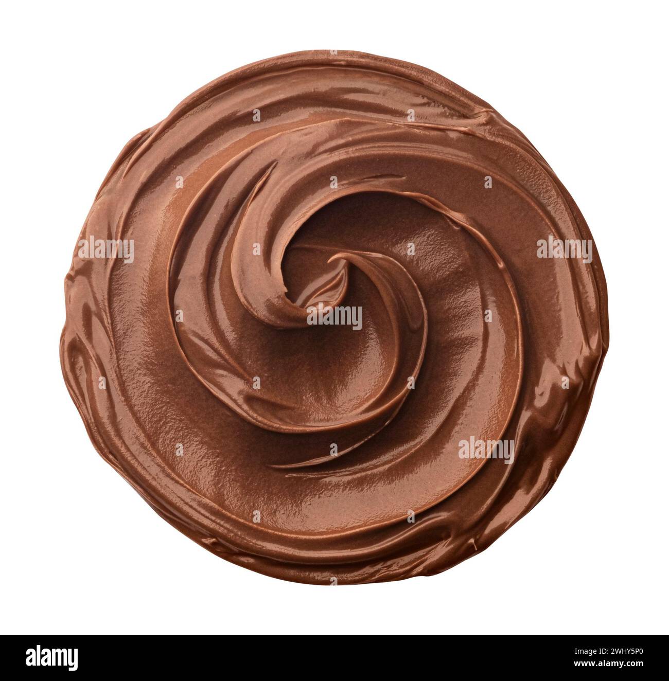 Hazelnut cream swirl isolated on white background, top view Stock Photo ...