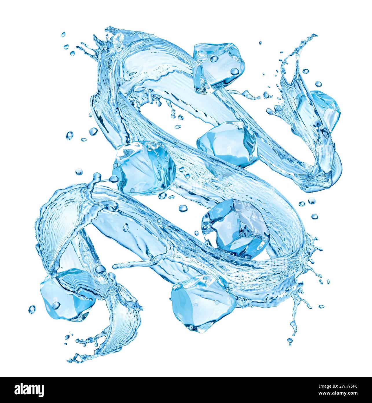 Water splash with ice cubes isolated on white background Stock Photo ...