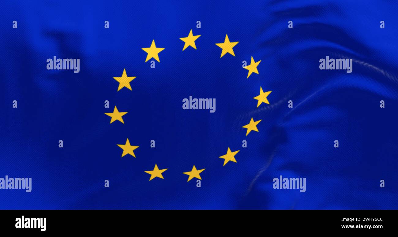 Close-up of the European Union flag waving Stock Photo - Alamy