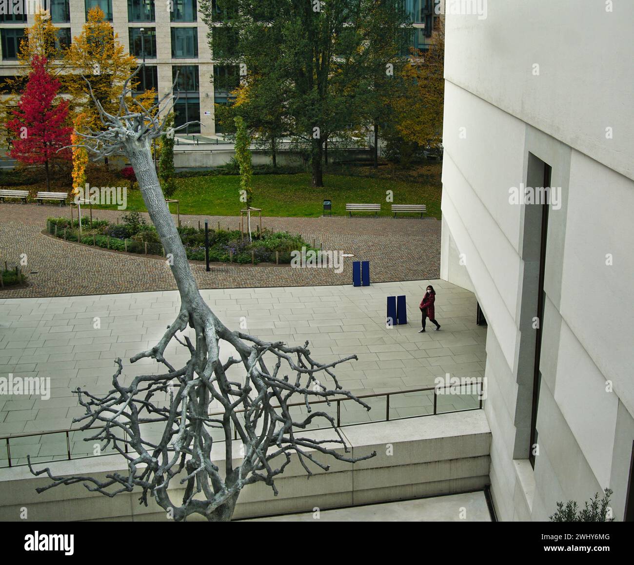 Jewish Museum Frankfurt Main with tree sculpture by Ariel Schlesinger ...