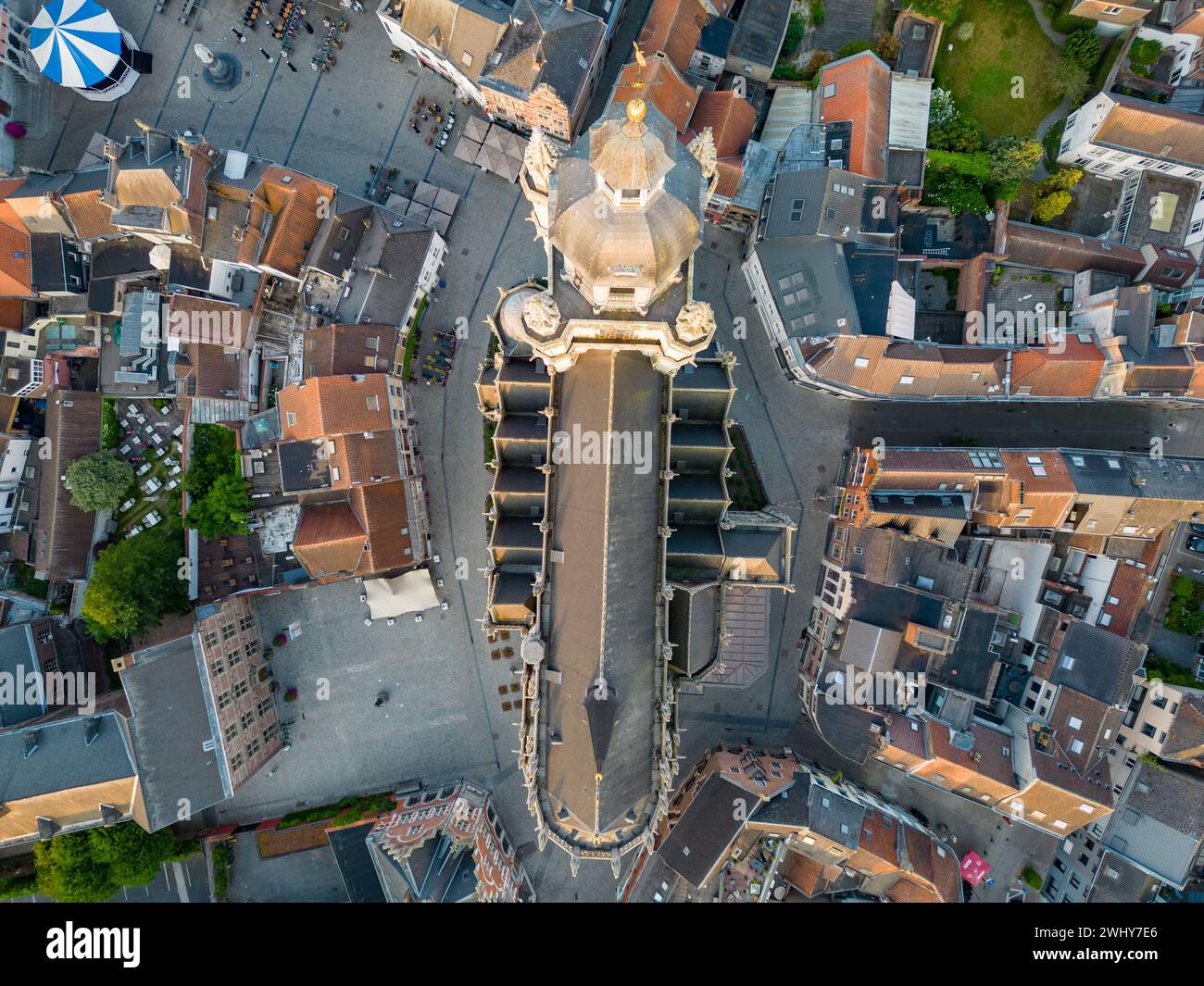 Halle, Vlaams brabant, Belgium, 06 09 2023, Overhead shot of the ...