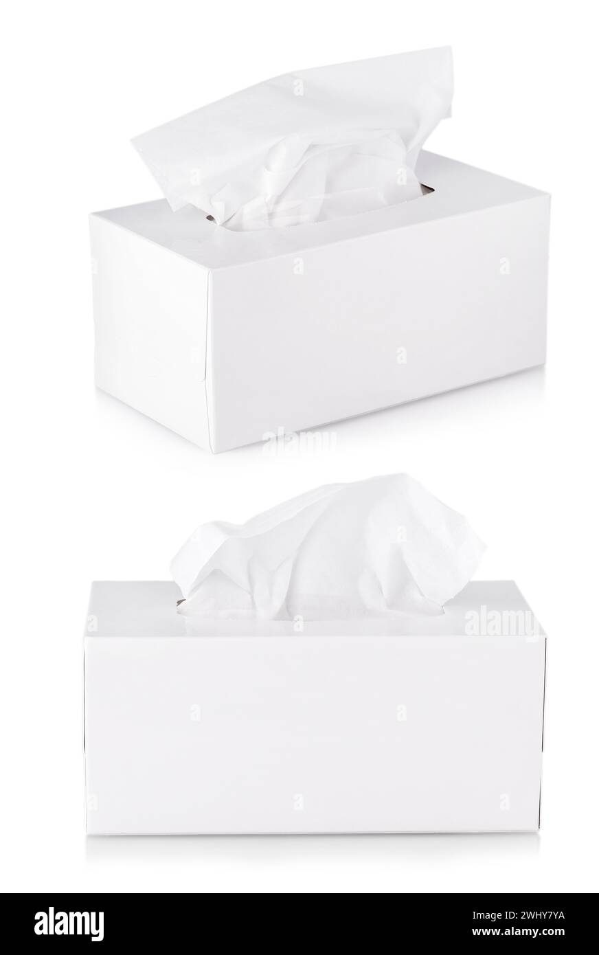 The Set of Opened tissue box isolated on a white background with ...