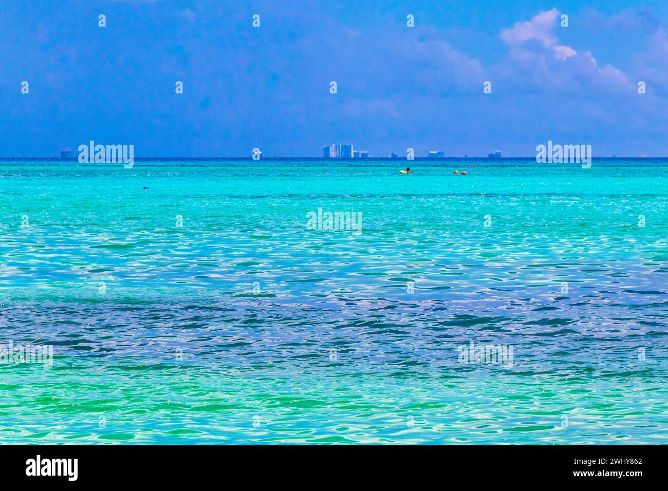 Tropical mexican Caribbean sea and beach landscape panorama view to ...
