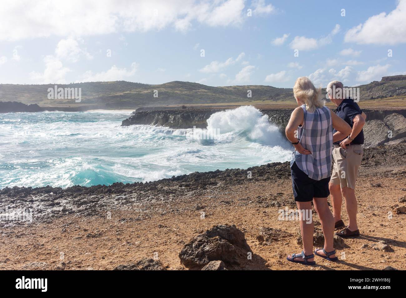 Rocky coastline at Natural Bridge Aruba, Santa Cruz, Aruba, ABC Islands ...