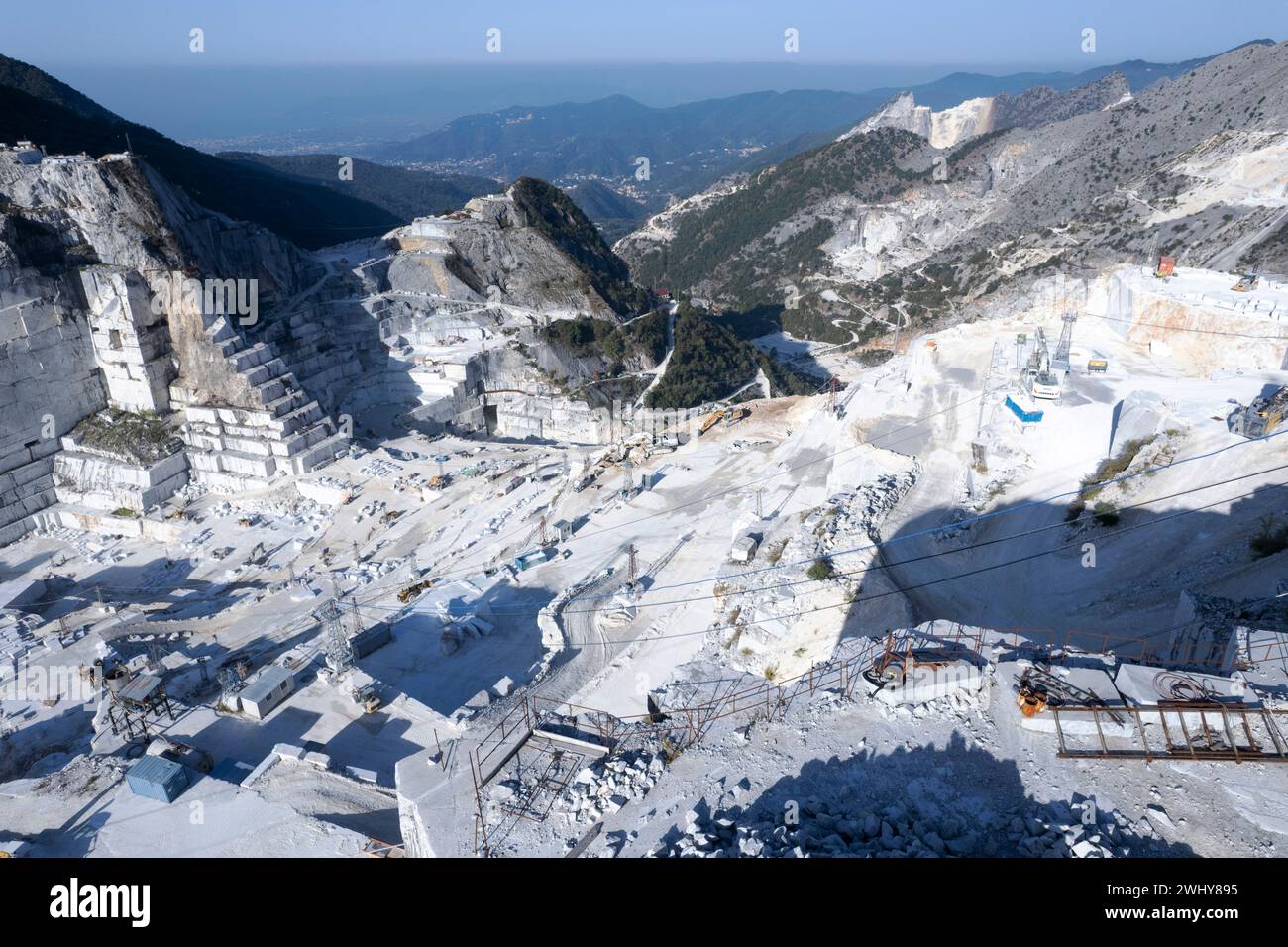 Aerial documentation of the extraction of white marble Stock Photo - Alamy
