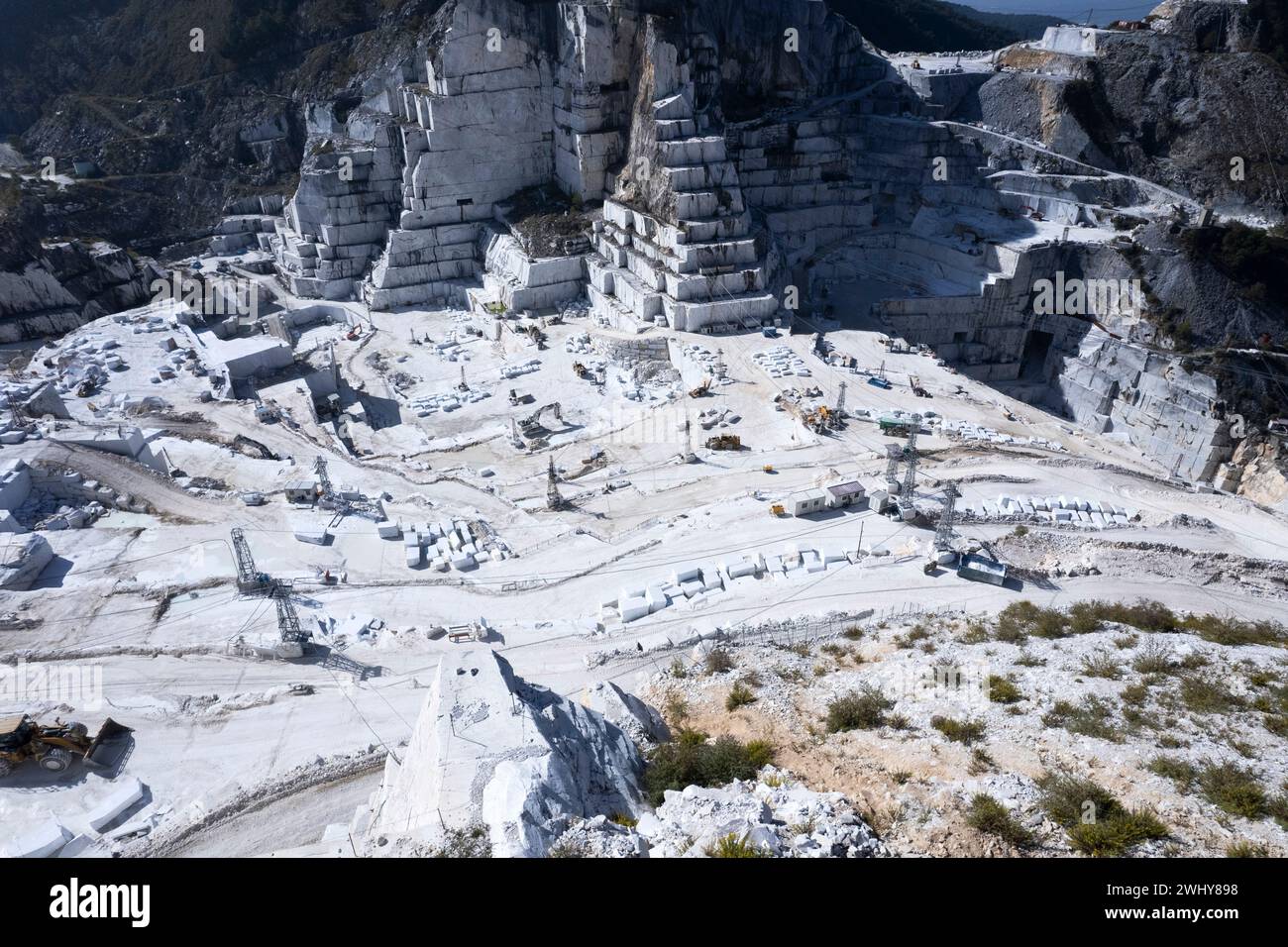 Aerial documentation of the extraction of white marble Stock Photo - Alamy