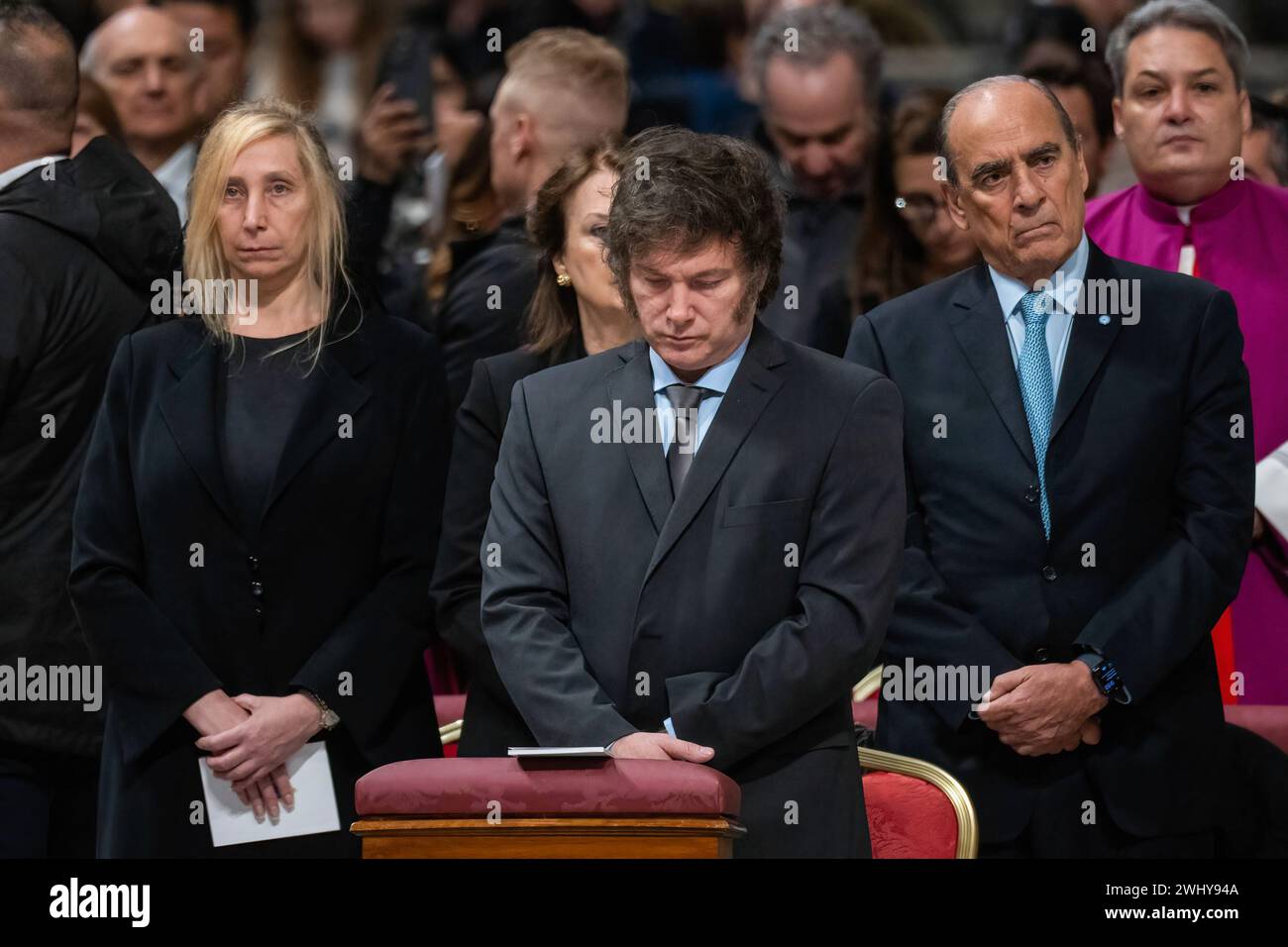 Argentina's President Javier Milei, flanked by his sister Karina ...