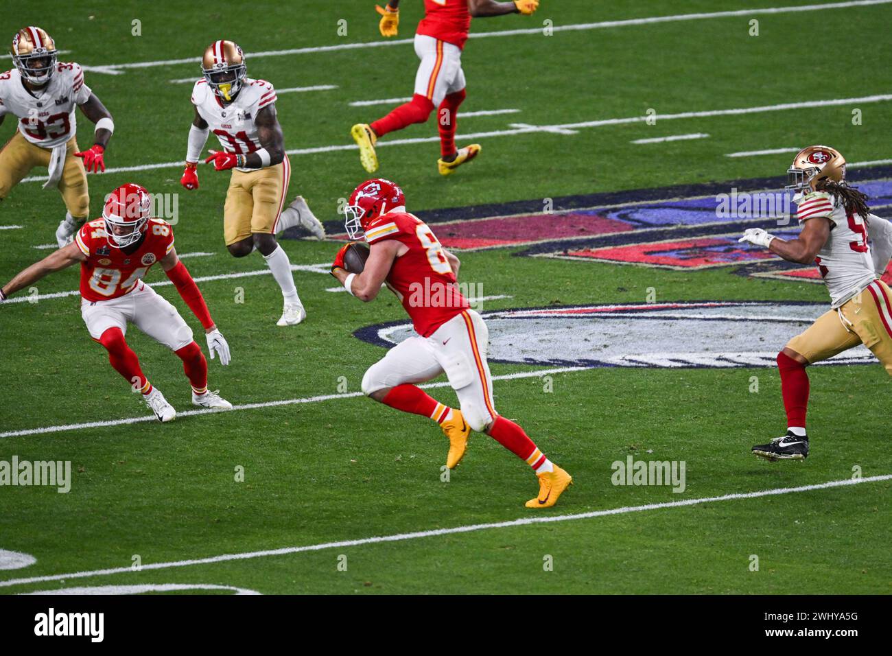 Las Vegas, USA. 11th Feb, 2024. Kansas City Chiefs tight end #87 Travis ...