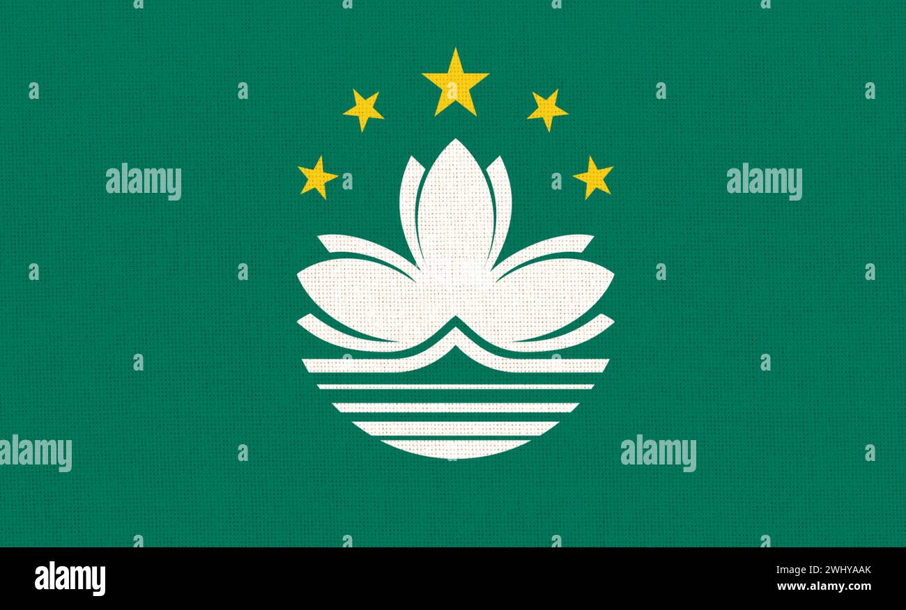 Flag of Macau - 3D illustration. Flag - Fabric Texture. National symbol ...