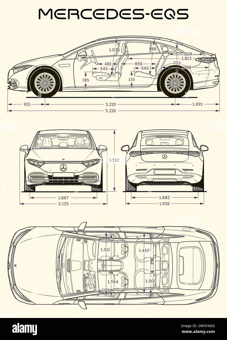 Mercedes-Benz EQS car blueprint Stock Vector Image & Art - Alamy