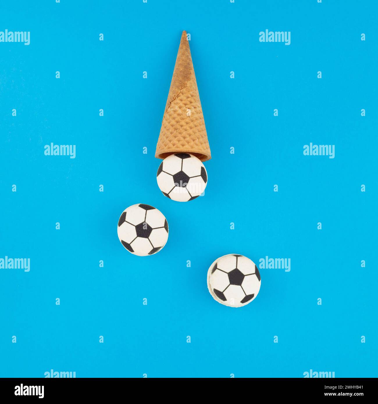 Football macaroons in waffle cones Stock Photo - Alamy