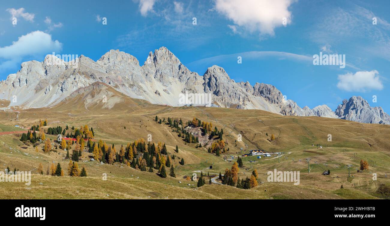 Autumn alpine mountain lake near San Pellegrino Pass, Trentino ...