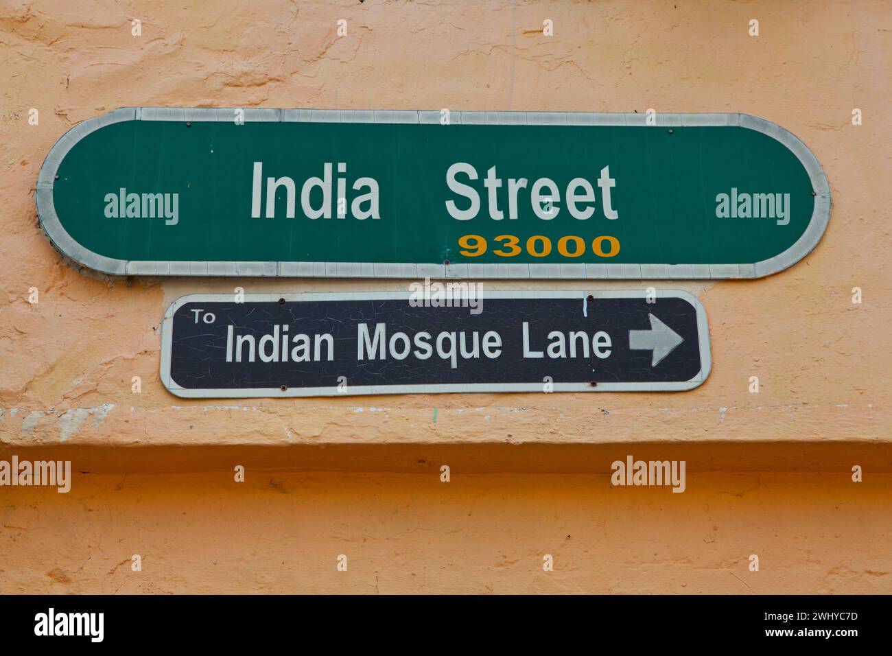 Street signs in India Street, Jalan India, or Jim India in Kuching ...