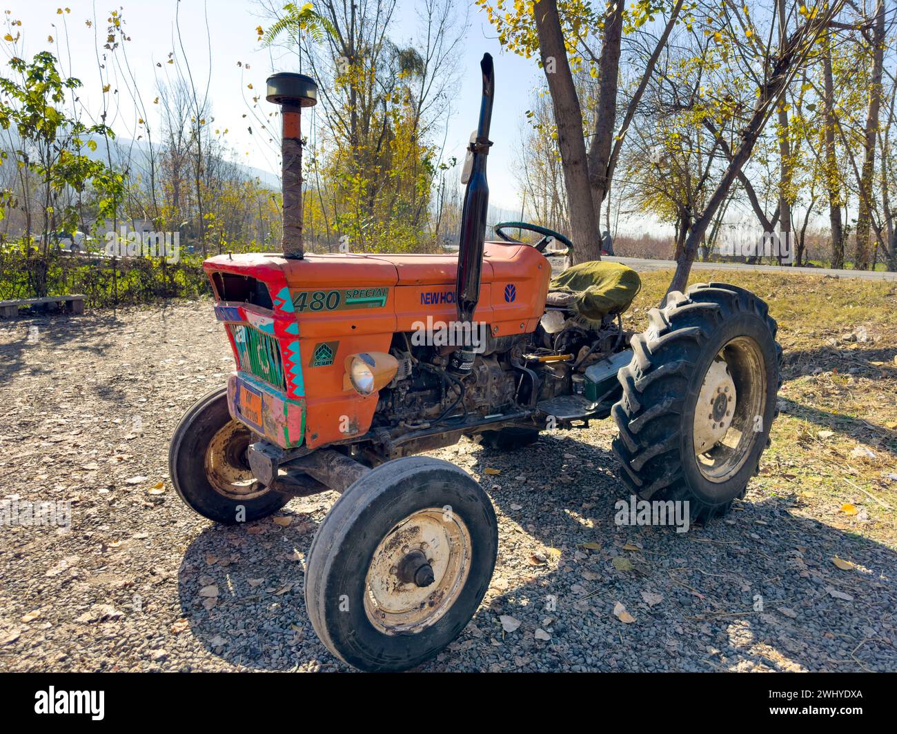 Tractor agricultural machinery non urban scene in a village in Pakistan ...