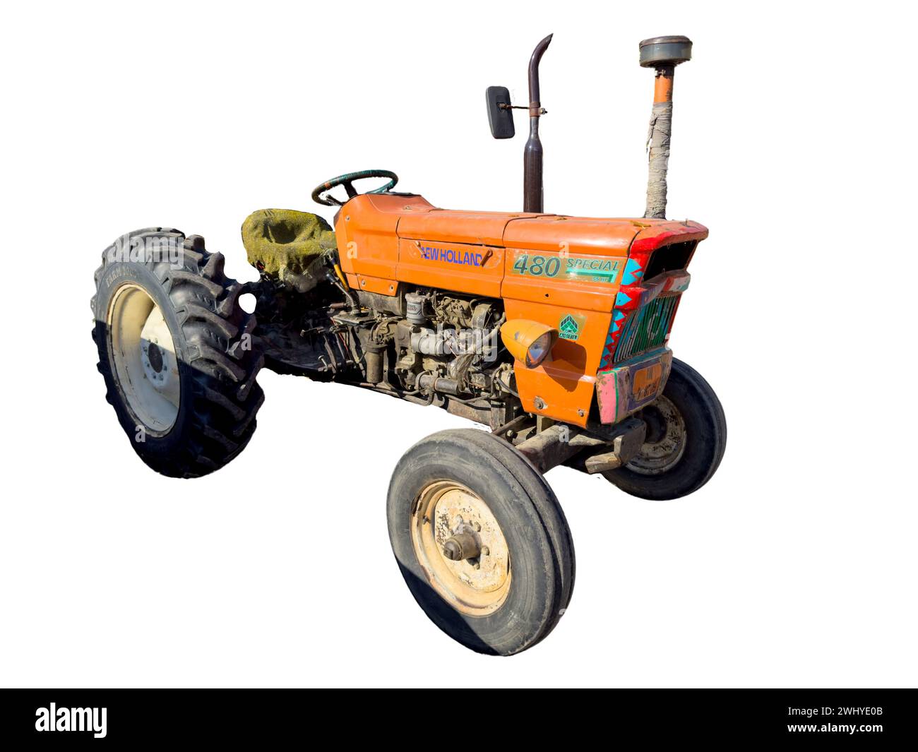 Tractor side view on white isolated background: Swat, Pakistan - 05 ...