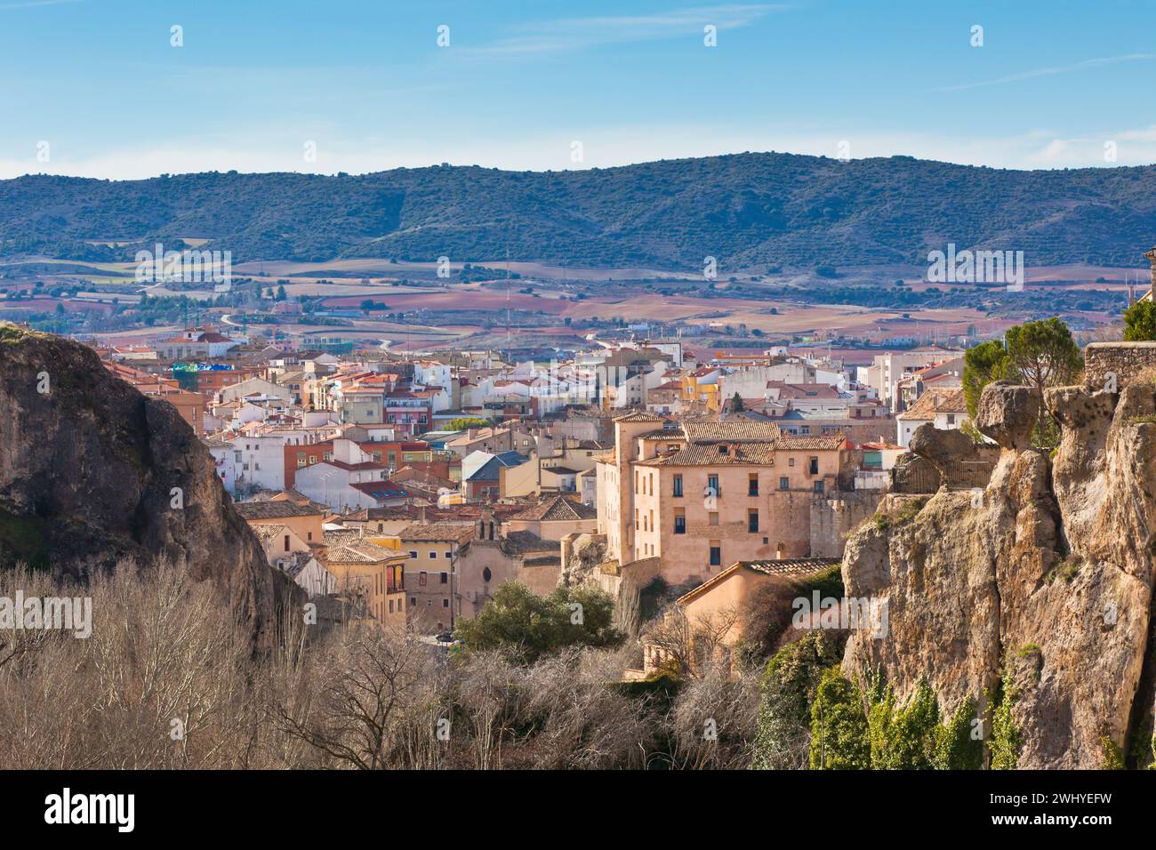 Spanish town in valley Stock Photo - Alamy