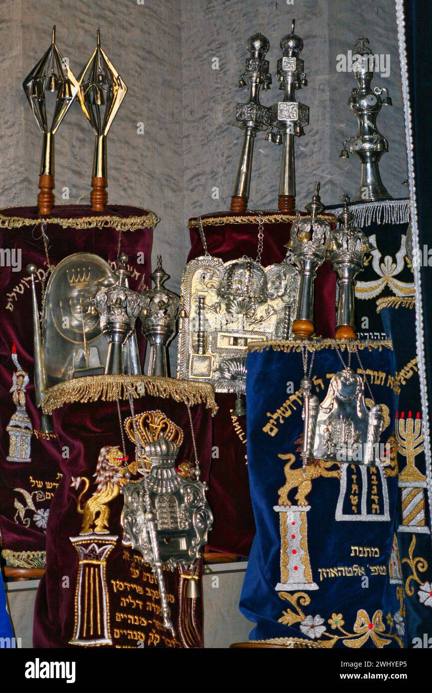 Torah scroll in Torah cabinet Stock Photo - Alamy