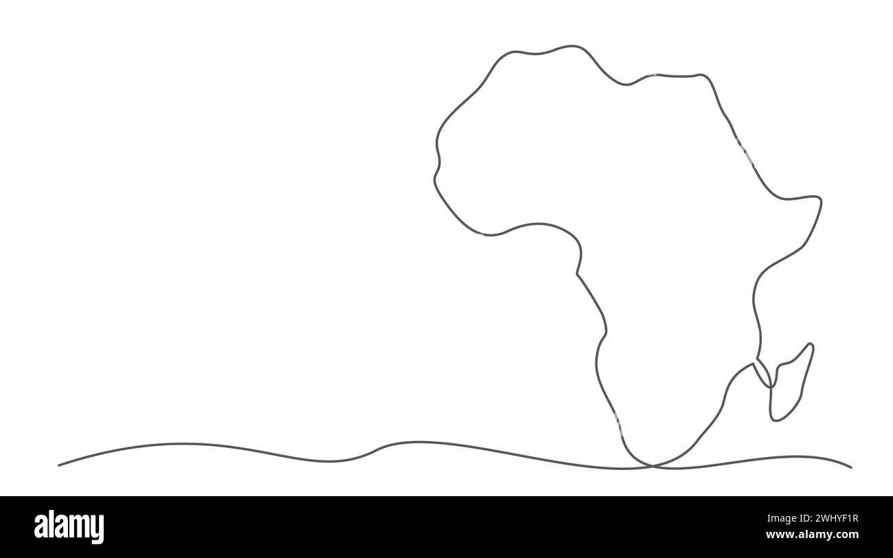 Africa One line drawing isolated on white background Stock Vector Image ...