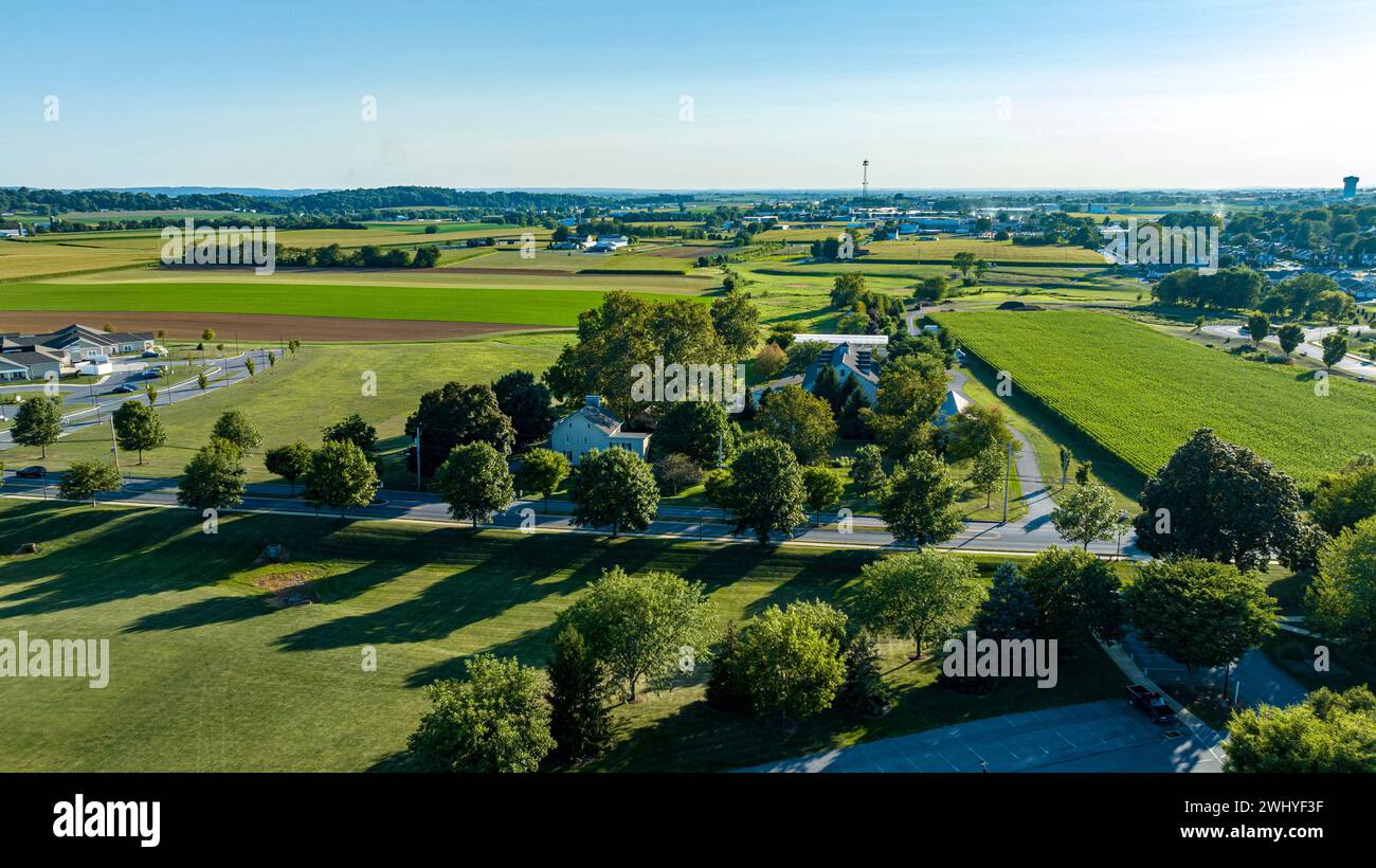 Aerial View of a Rural Community, of Homes, in the Middle of Beautiful ...