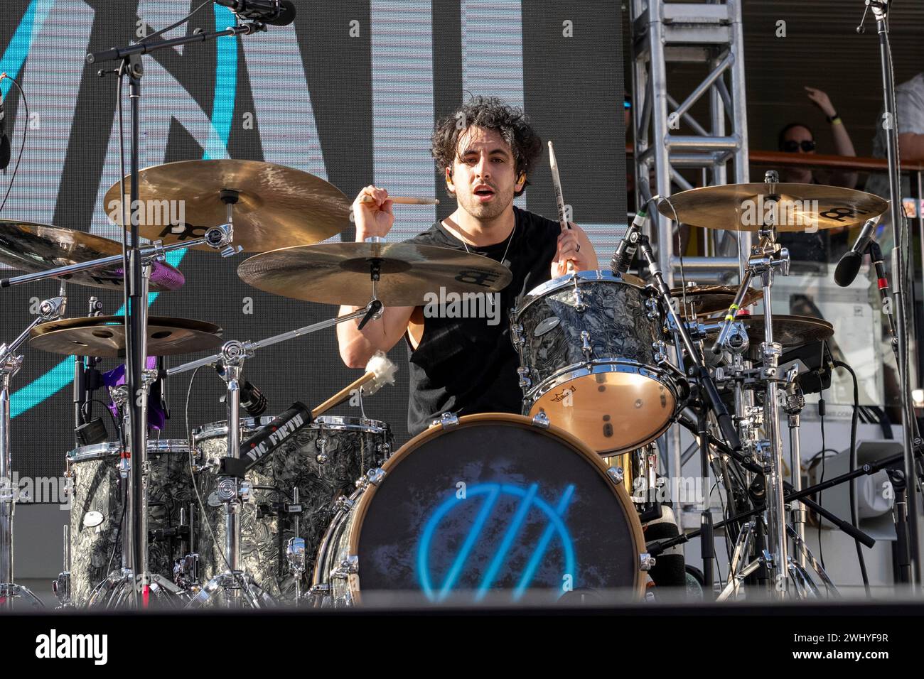 Gabe Helguera of I Prevail performs on board the Carnival Magic during ...
